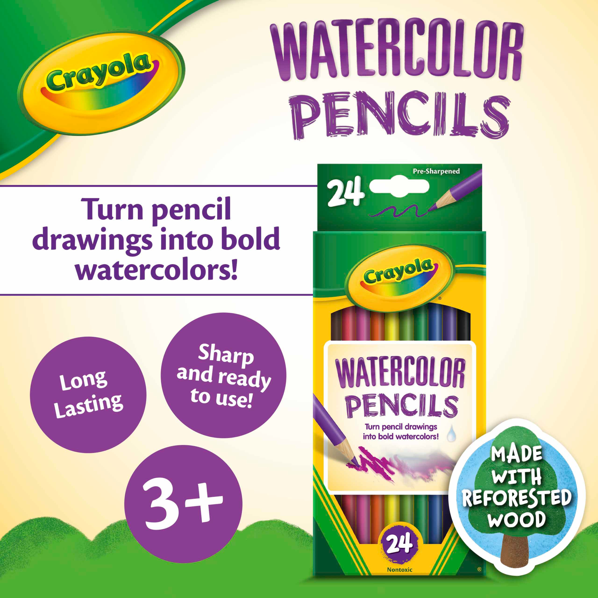 Crayola 24 Count Long Watercolor Colored Pencils