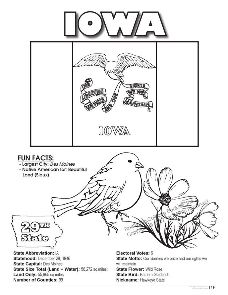 Iowa State Coloring Book 8 5 X 11