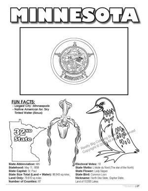 Minnesota State Coloring Book 8.5 x 11 - Really Big Coloring Books
