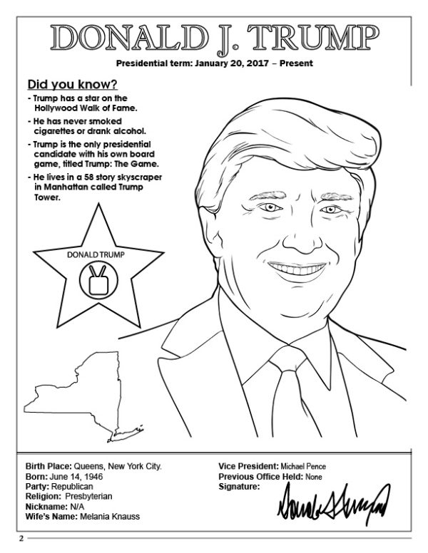 President Donald Trump - VP Mike Pence Coloring Book 8.5 x 11