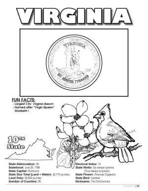 Virginia State Coloring Book 8.5 x 11