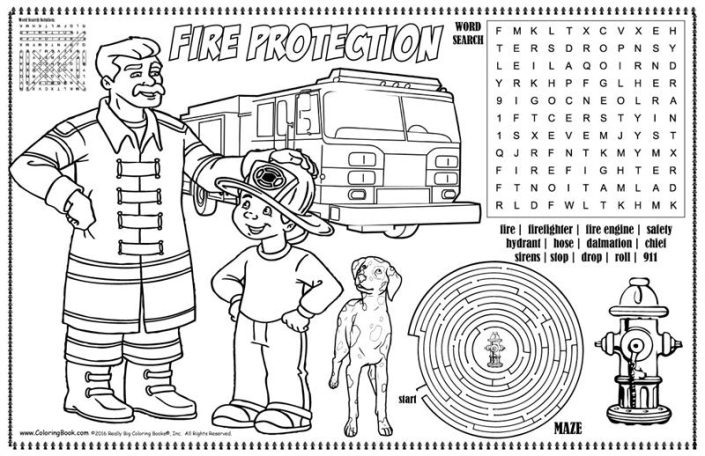 Fire Protection Coloring Colorable Placemat (11" x 17") - ColoringBook ...