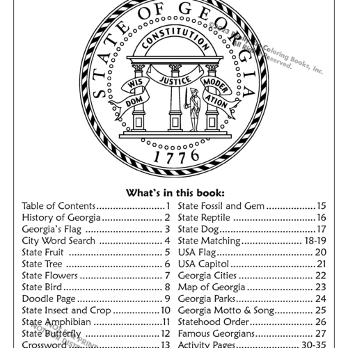 Georgia State Coloring Book 8.5 x 11