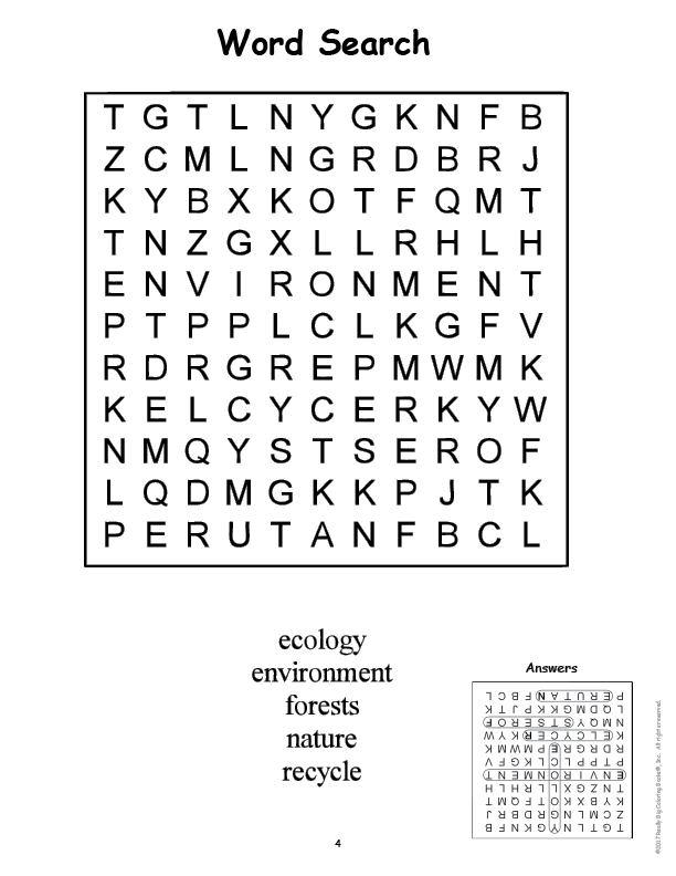 Ecology Word Search Ecology Word Search