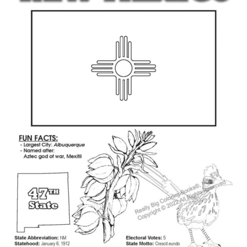 New Mexico State Coloring Book 8.5 x 11