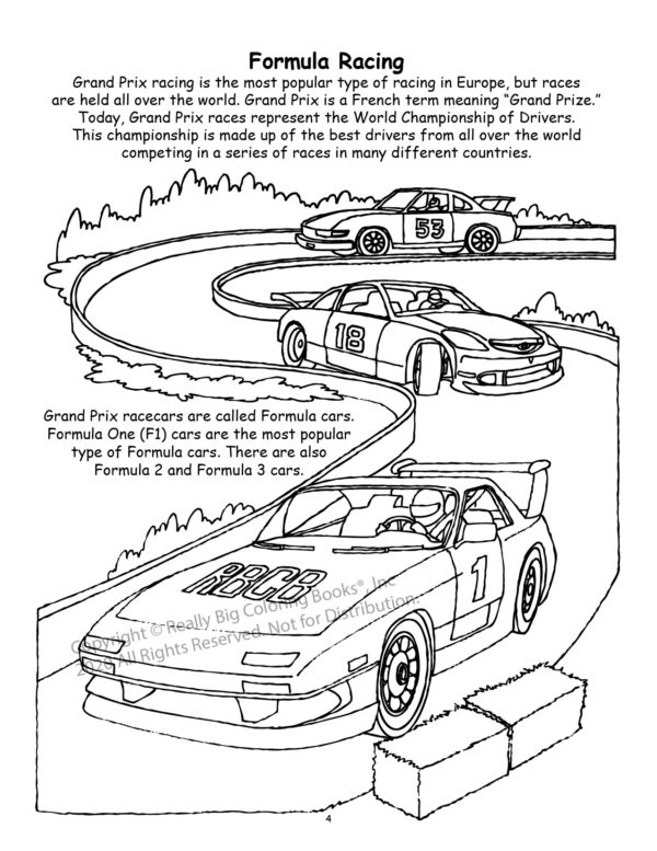 Racing Coloring Book 8.5 x 11