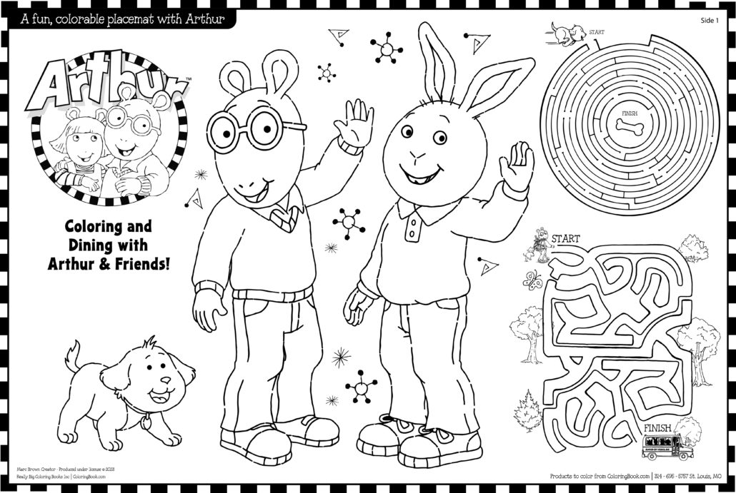Arthur Coloring Placemat Double Sided 12 X 18