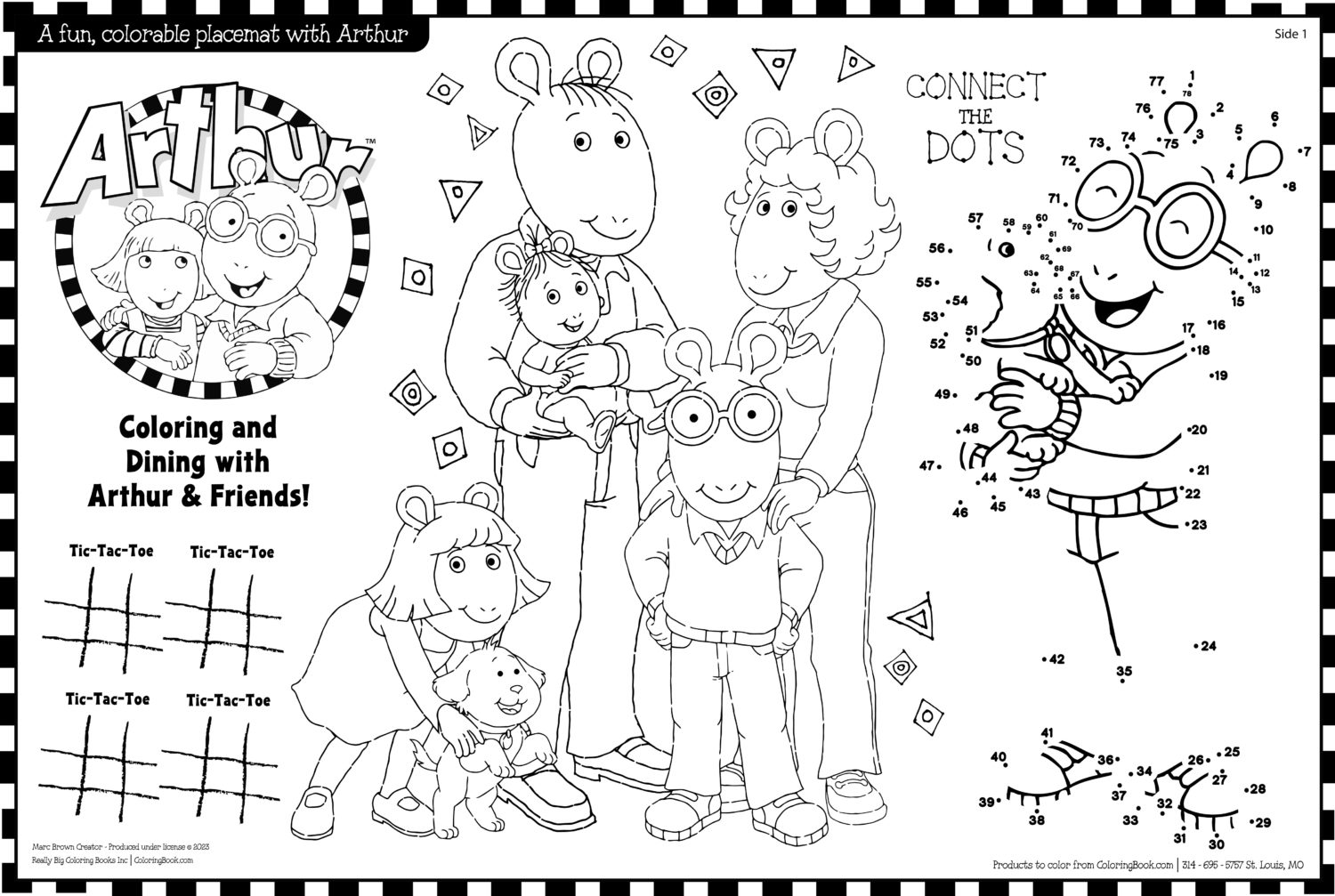 Arthur™ 2 Coloring Placemat – Double Sided 12 x 18 - ColoringBook.com ...