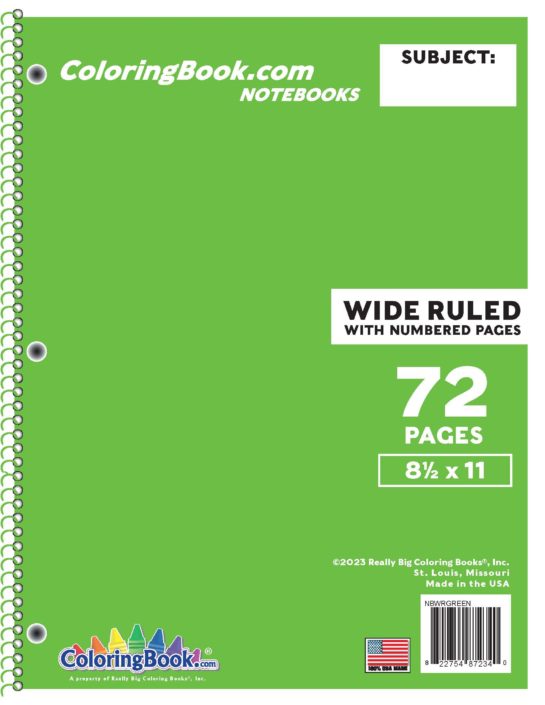 Wide Ruled Blue Notebook 72 Pages - ColoringBook.com | Really Big ...