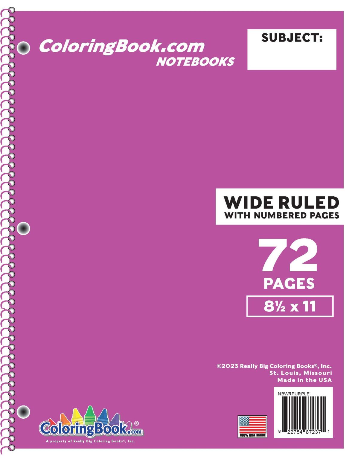 Wide Ruled Purple Notebook 72 Pages - ColoringBook.com | Really Big ...