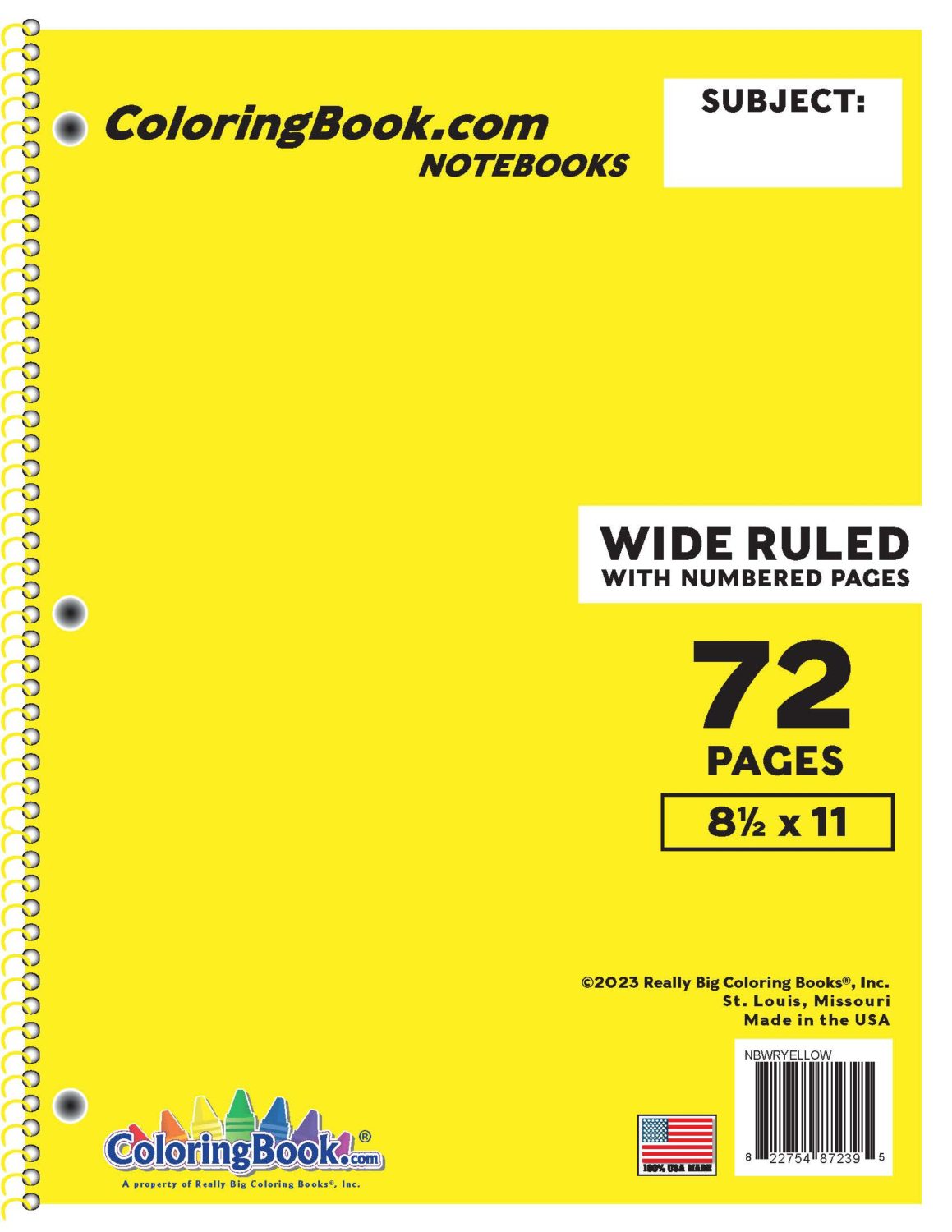 Wide Ruled Yellow Notebook 72 Pages - ColoringBook.com | Really Big ...