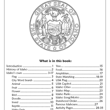 Idaho State Coloring Book 8.5 x 11