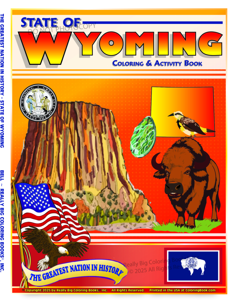Wyoming State Coloring Book 8.5 x 11